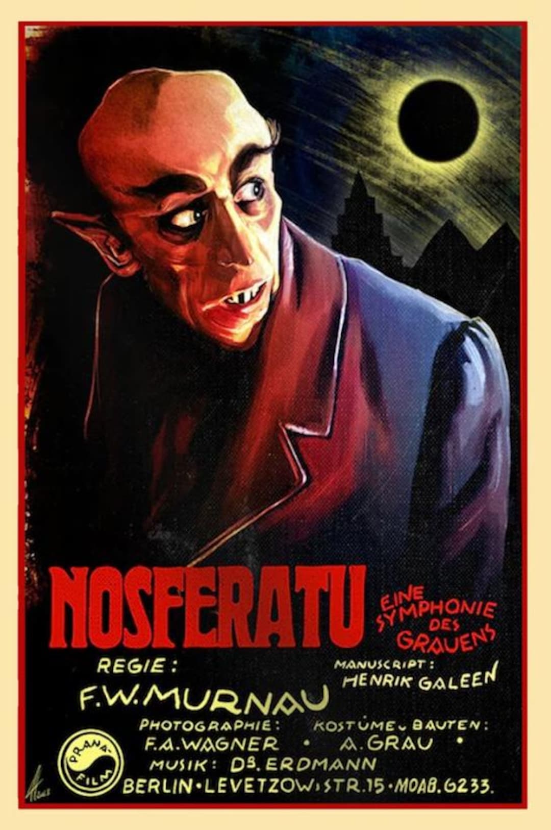 Nosferatu 1922 Movie Poster 24x36 - Silent Horror Masterpiece, F.W ...