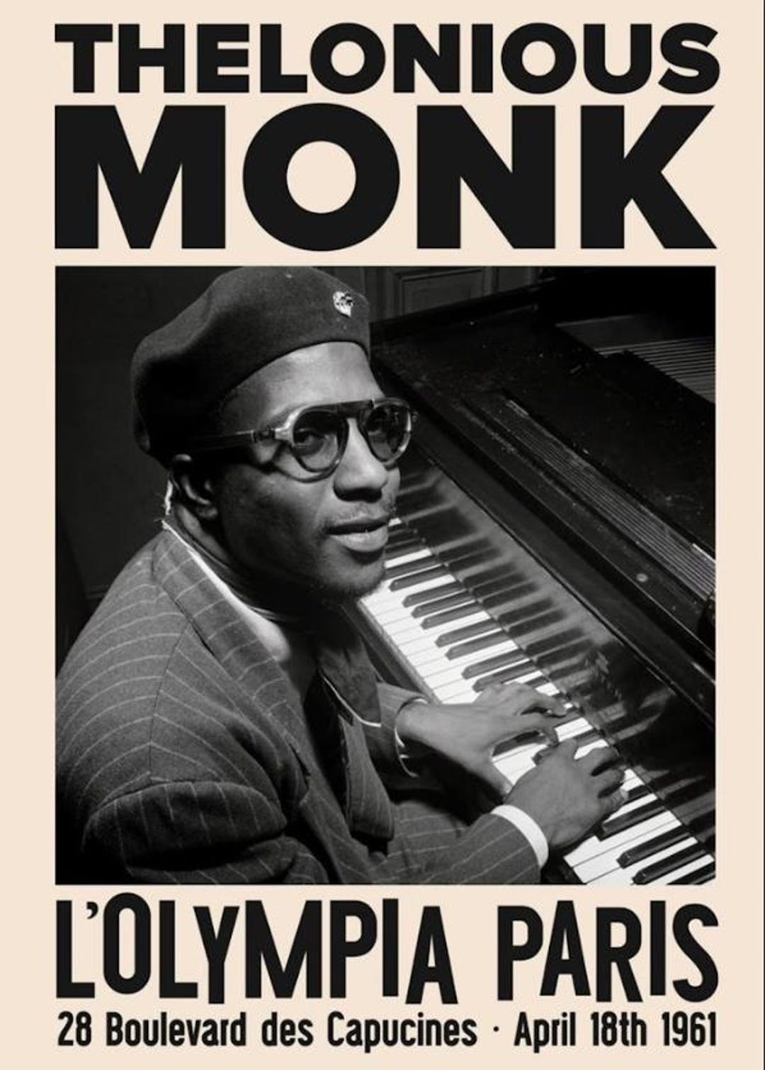Thelonious Monk Olympia Paris Poster 24x36 - Jazz Icon, Historic Venue ...