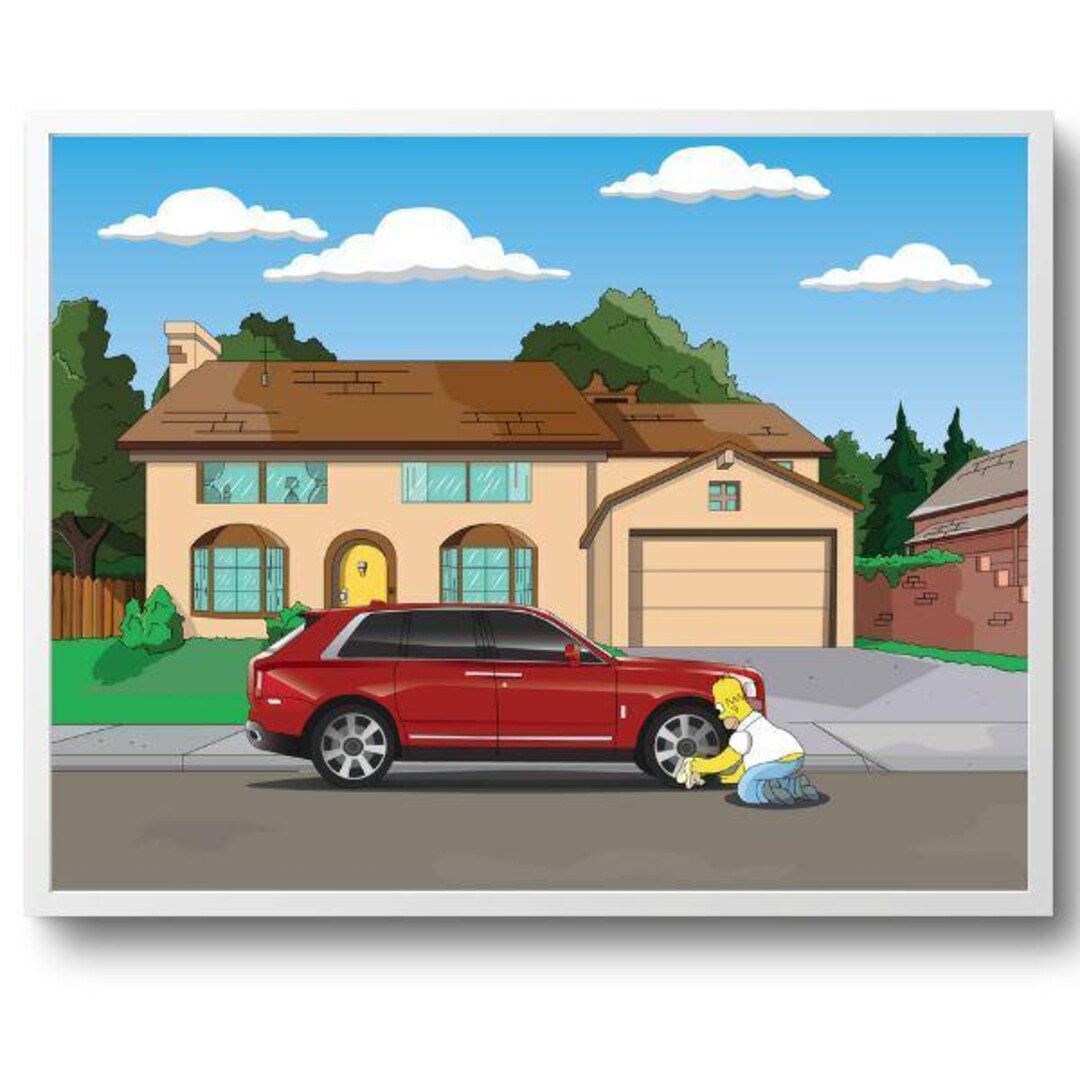 The Simpsons Rolls Royce Cullinan Jdm Stanced Car Poster 24x30 Garage ...