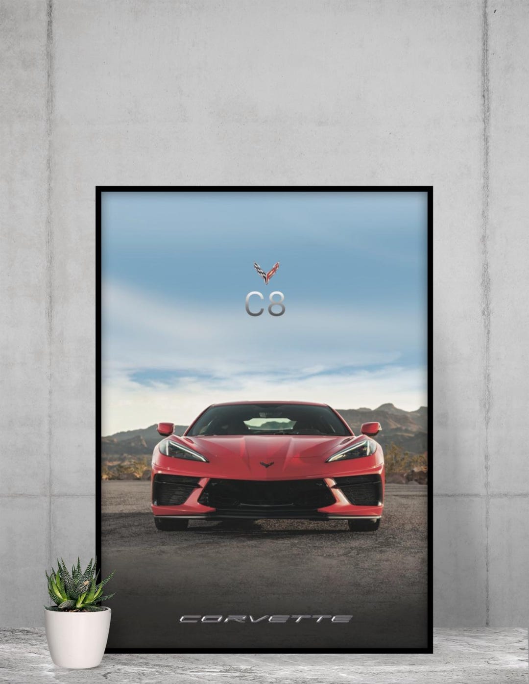Corvette C8 Poster 24x36 Zr1 Zl1 Z06 Art Chevrolet Sports Car Man Cave ...