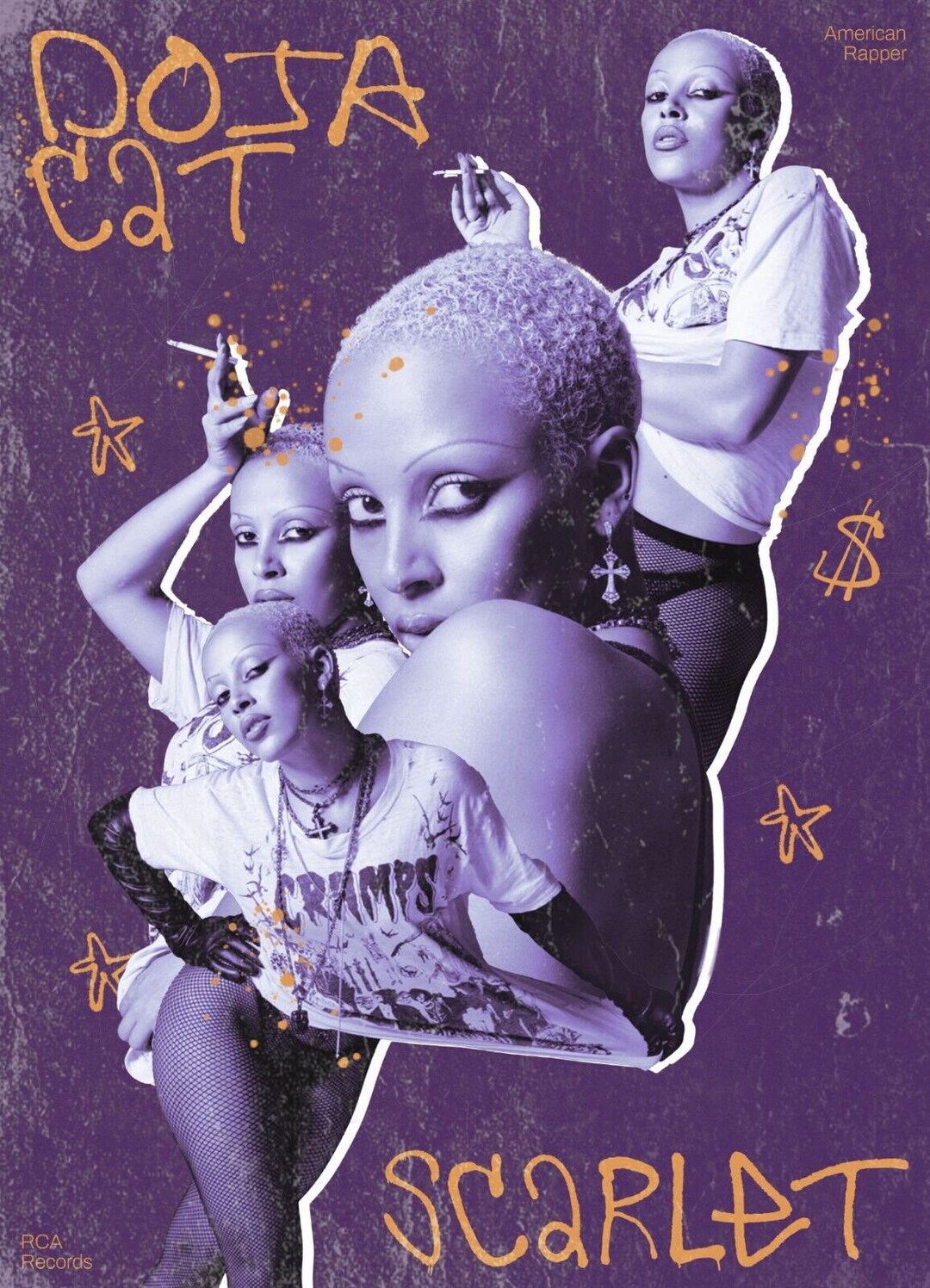 Doja Cat Posters Wall Art 24x36 4 Designs Planet Her Scarlet Black Pink ...