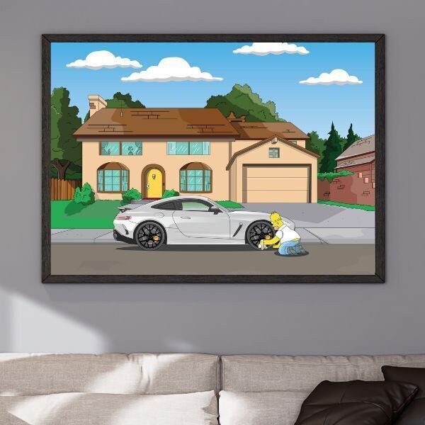 The Simpsons 2024 Mercedes Amg Gt Poster 24x30 Homer JDM Stanced Art ...