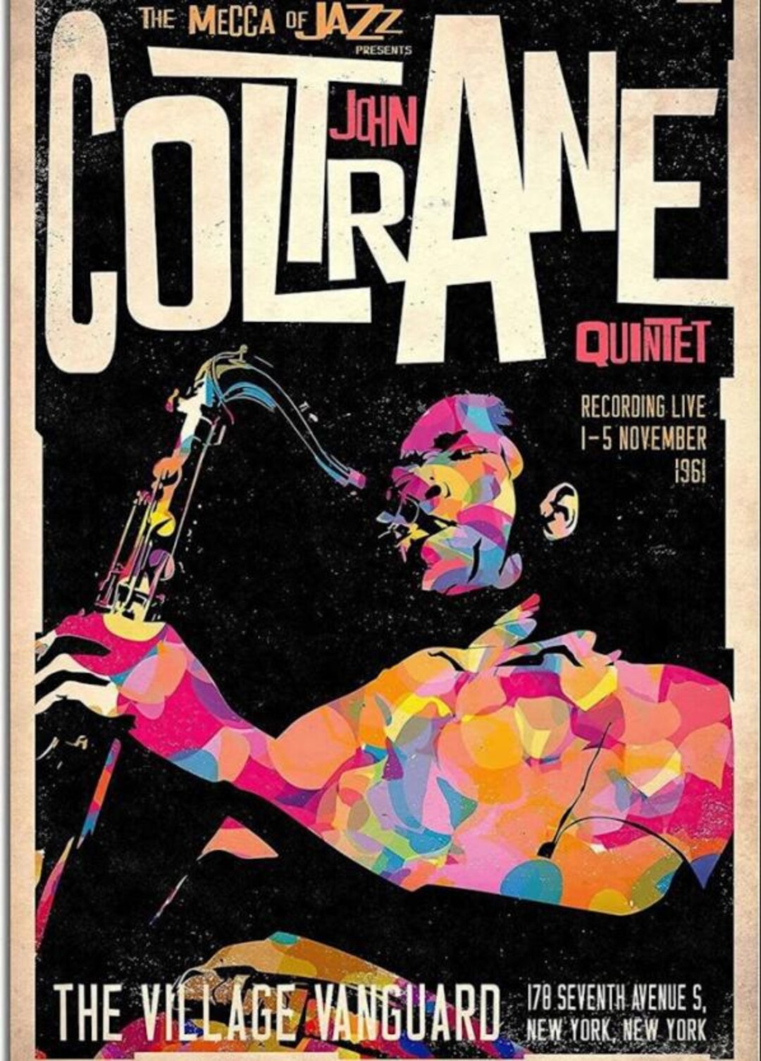 John Coltrane Jazz Poster 24x36 - Saxophone Legend, Classic Album Art ...