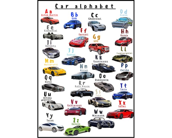 Car Alphabet Poster Alphabet Transportation Poster With Free | Etsy