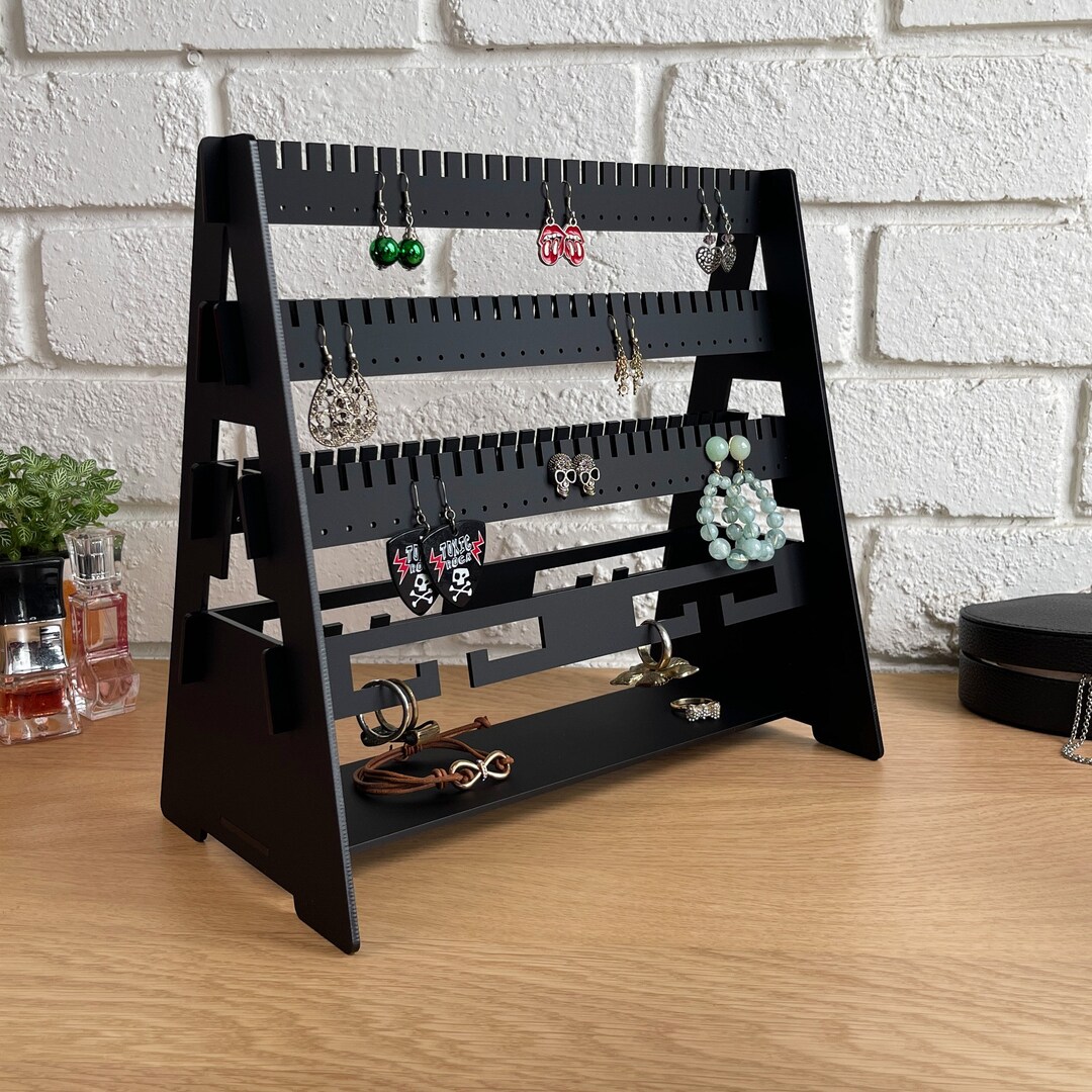 Double Sided Earring Holder Large Matt Black Acrylic - Etsy