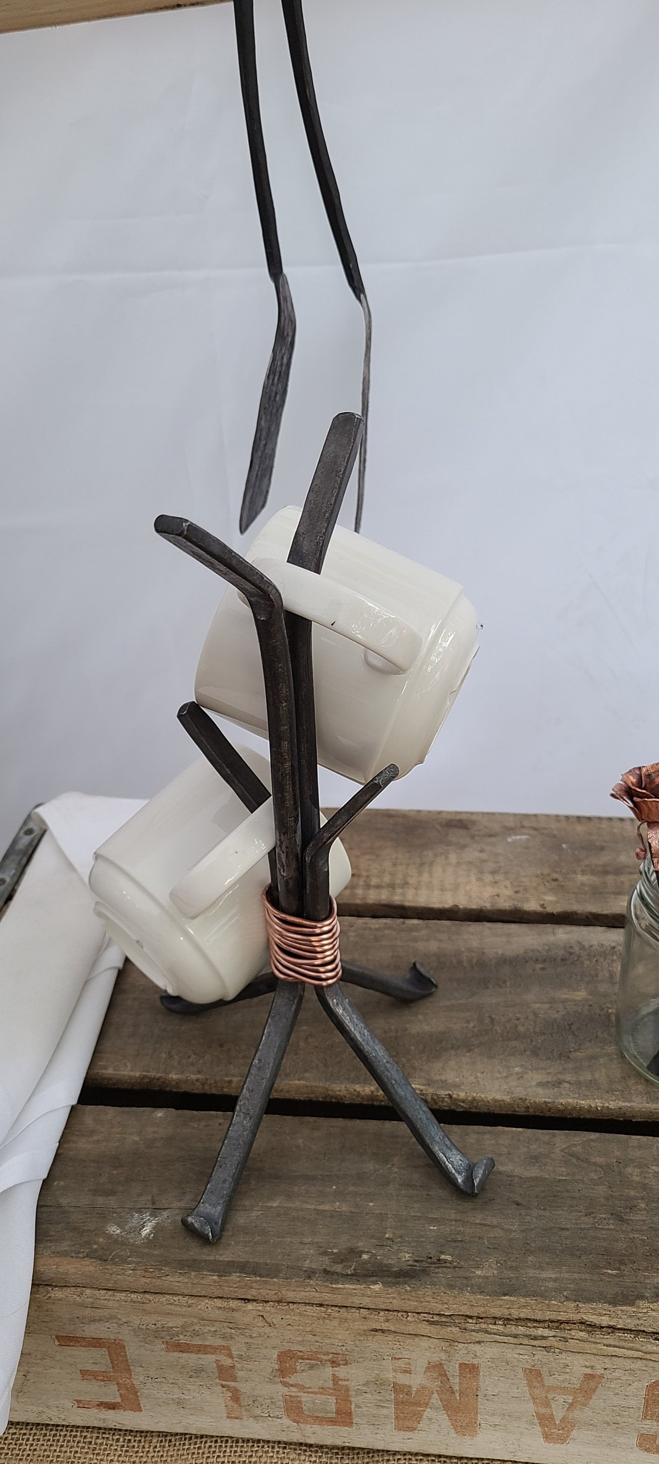 Forged Mug Tree, Hand Forged, Rustic Farmhouse Style - Etsy