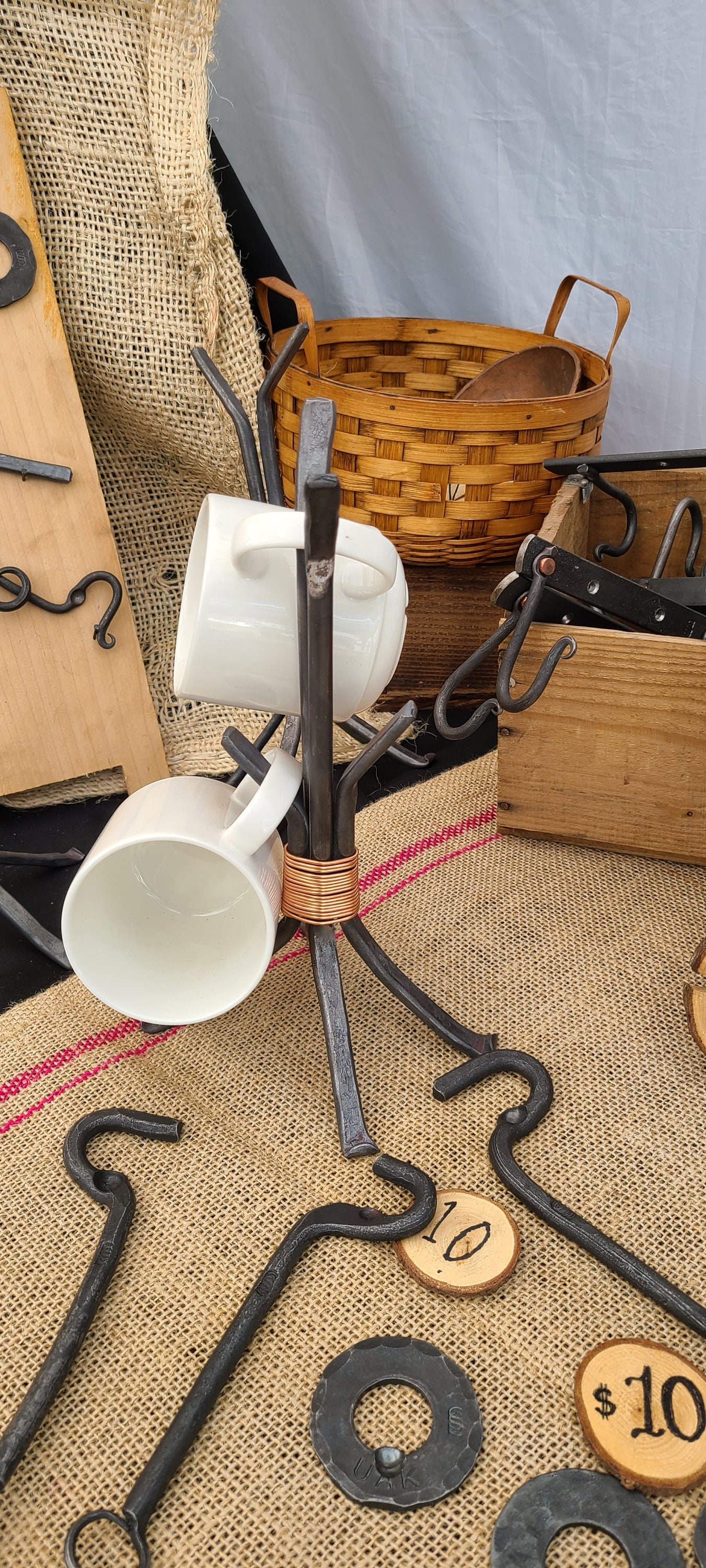 Forged Mug Tree, Hand Forged, Rustic Farmhouse Style - Etsy