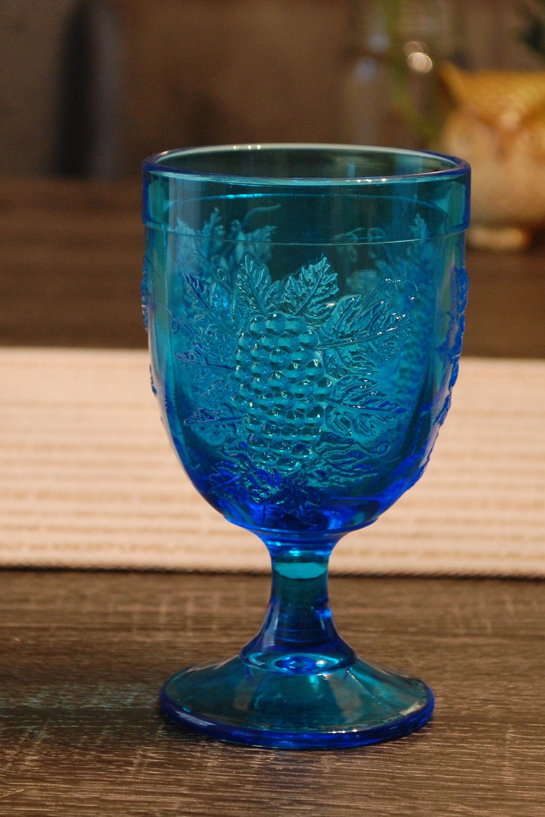 LE Smith Vintage Blue Water Goblet - Etsy