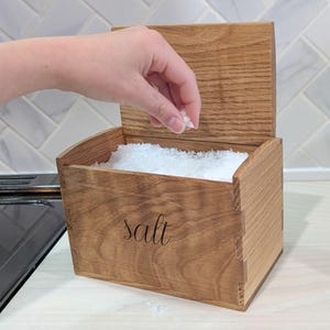 Salt Cellar Wood Salt Pig Walnut or White Oak Food-safe Salt Box for ...