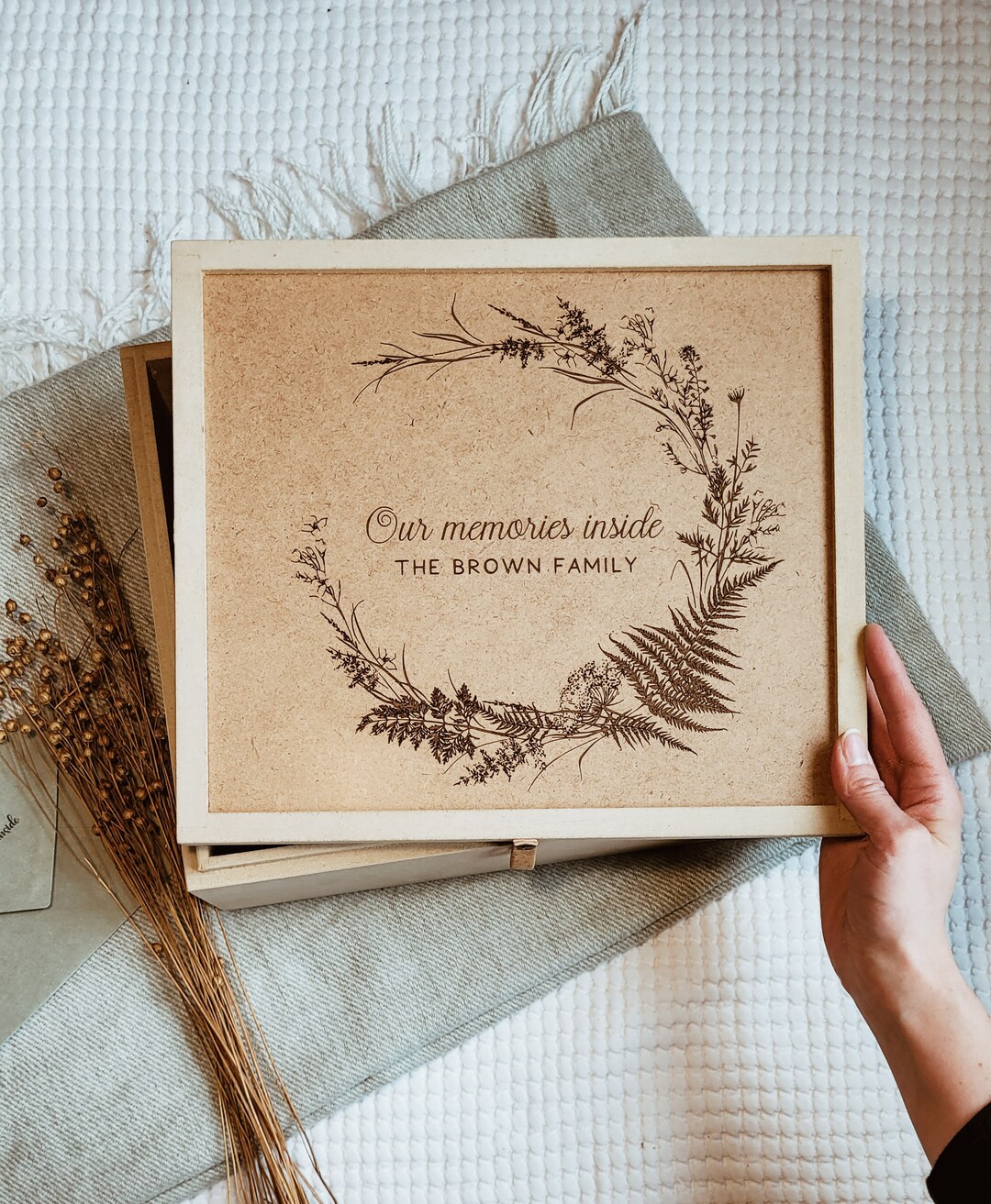 Family Box, Keepsake Box, Wood Personalized Box, Wooden Memory Box With ...