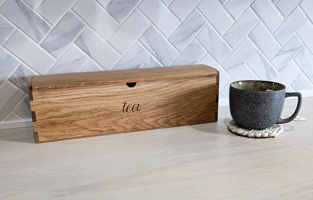 Wooden Tea Organizer Quality Tea Box Black Walnut or White Oak Rustic ...