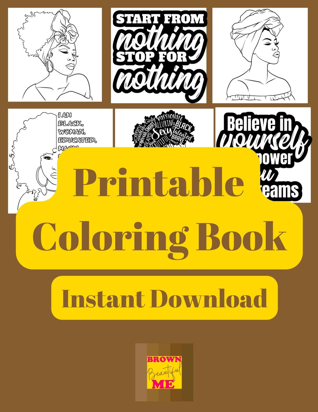 Black Woman Printable Coloring Book | Black Girl Motivational Coloring ...
