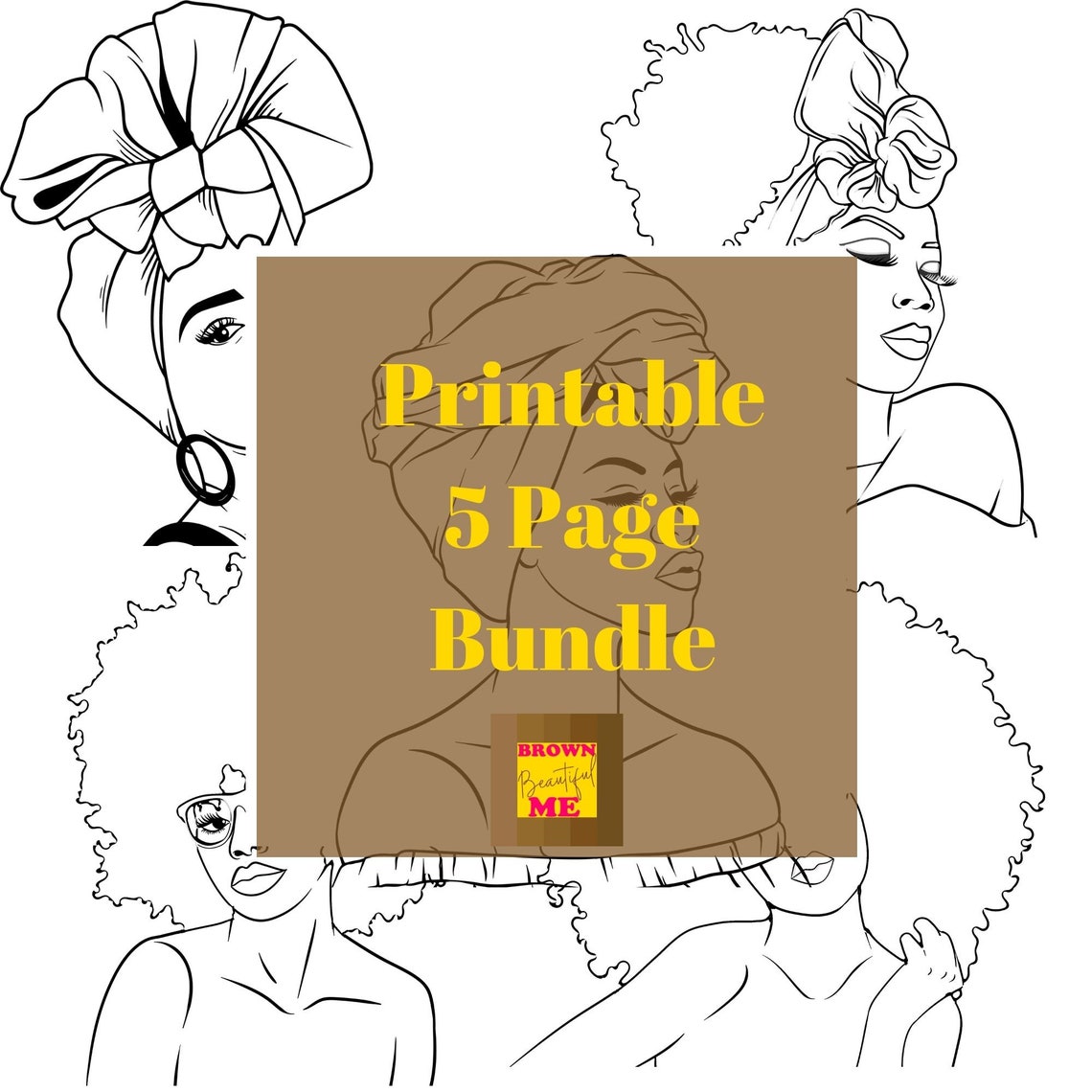 Printable 5 Black Coloring Pages Melanin Coloring Pages - Etsy