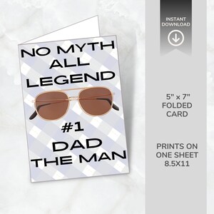 No Myth Father's Day Card Printable Instant Download Dad Card Cool Dad ...