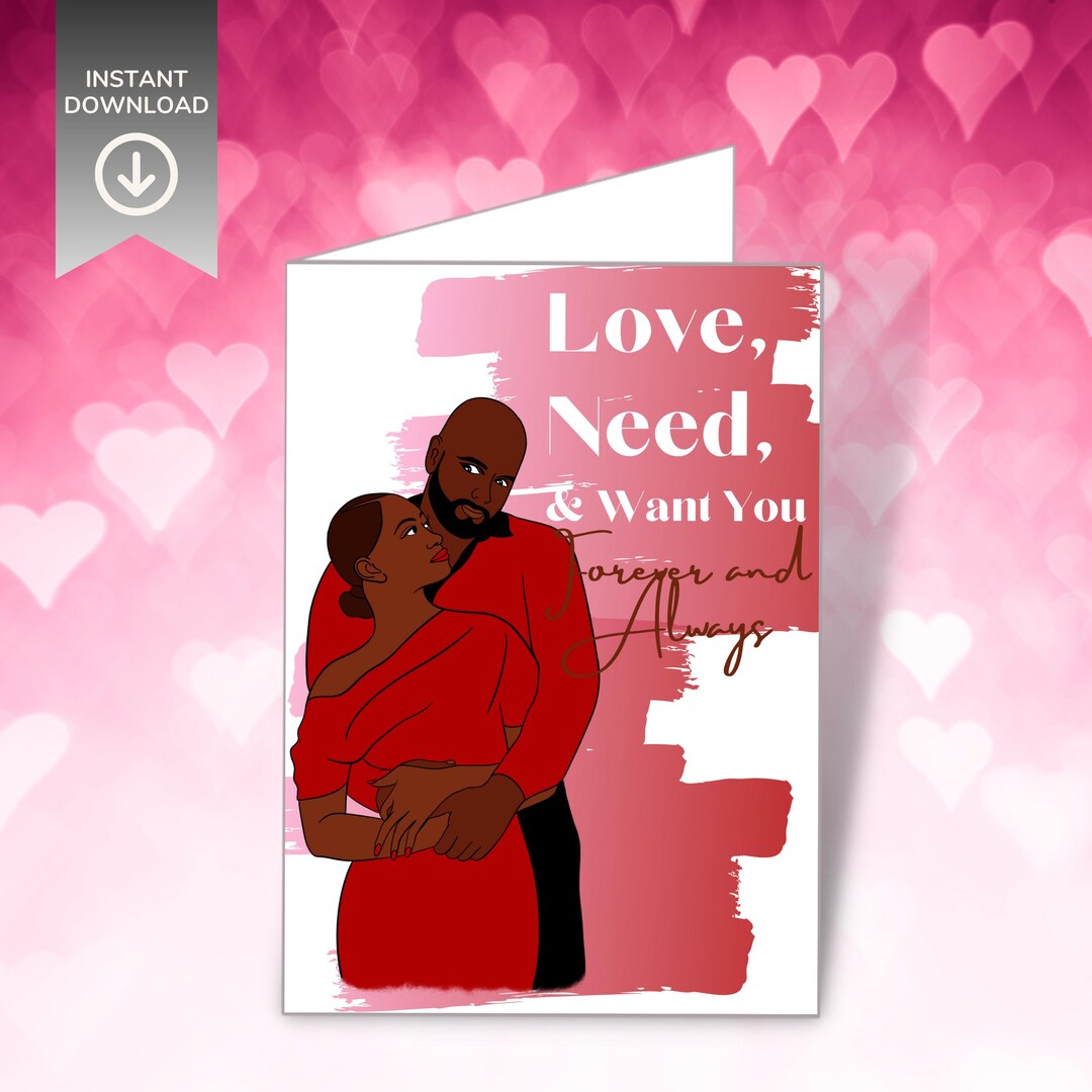Valentines Day Printable Card | African American Valentines Day Card ...