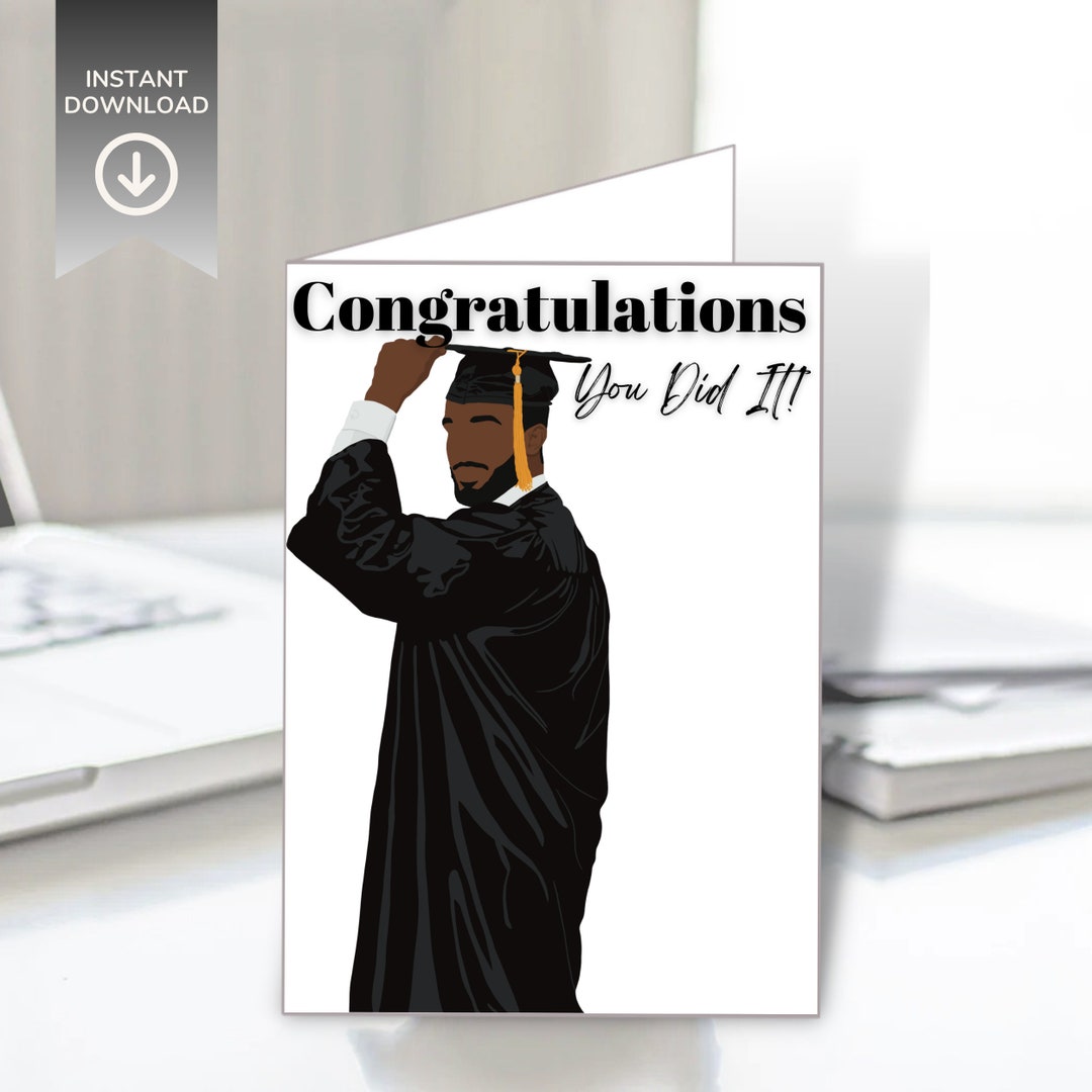 Printable Congratulations Black Man Graduation Card Printable Instant ...