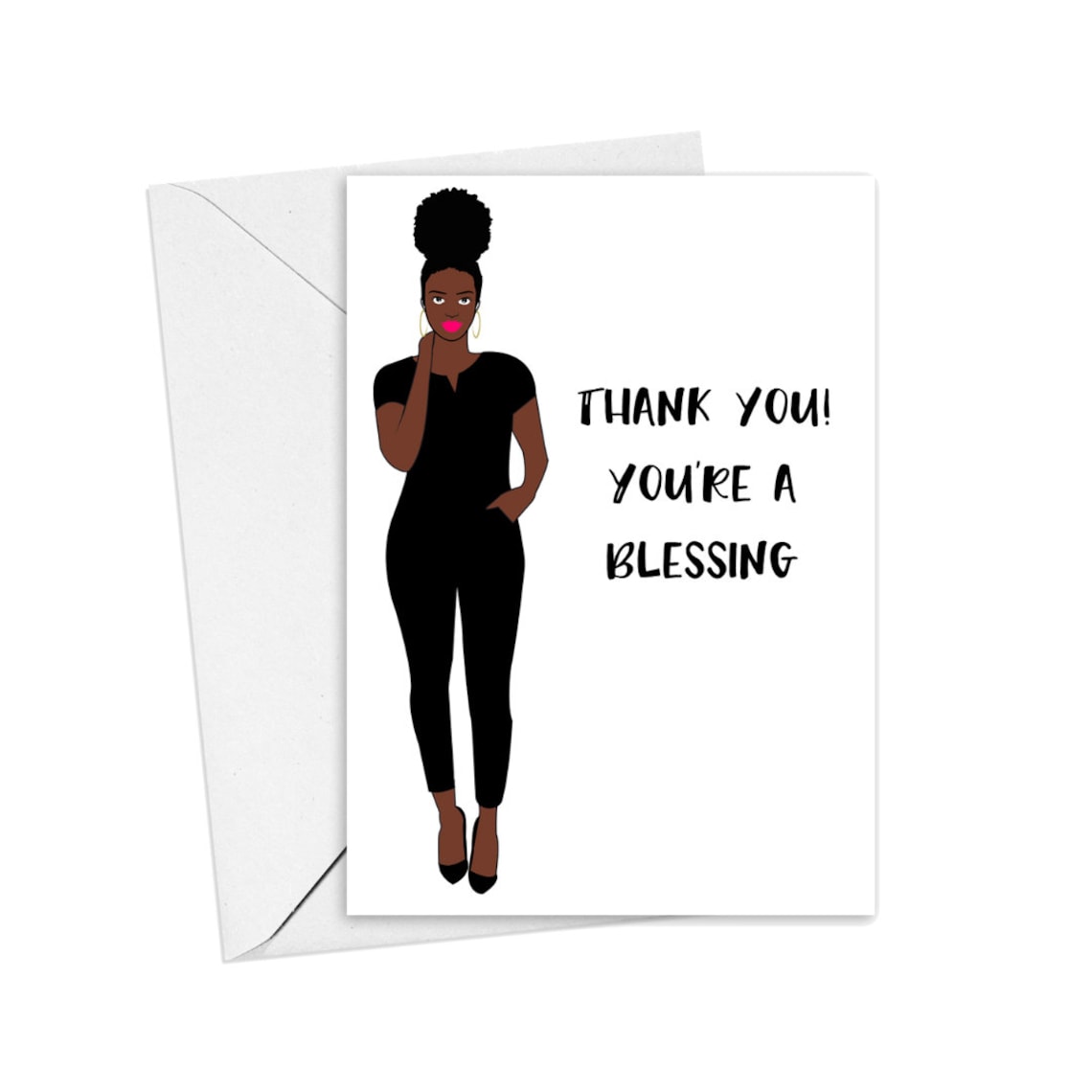 Thank You You're A Blessing Cards Set of 3 Black Woman Thank You Cards ...