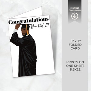 Printable Congratulations Black Man Graduation Card Printable Instant ...