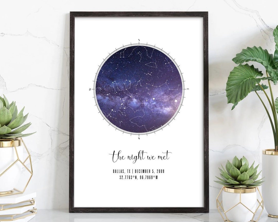 Realistic Customized Star Map, Personalized Star Poster, Night Sky Map ...