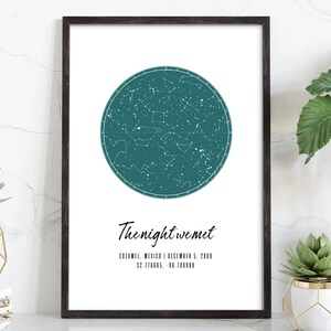Star Map by Date, Modern Personalized Star Print, Custom Star Map ...