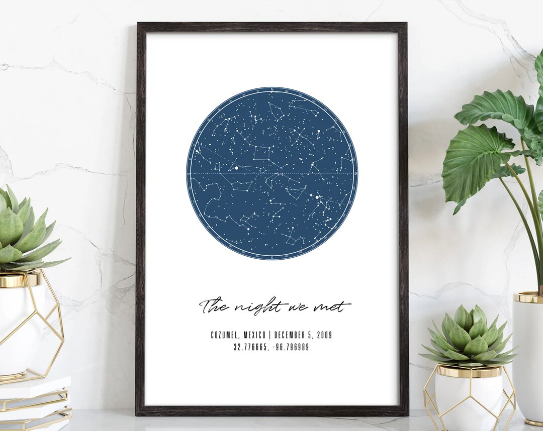 Star Map by Date, Modern Personalized Star Print, Custom Star Map ...