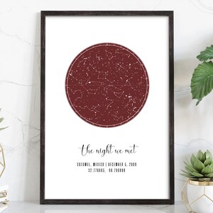 Star Map by Date, Modern Personalized Star Print, Custom Star Map ...