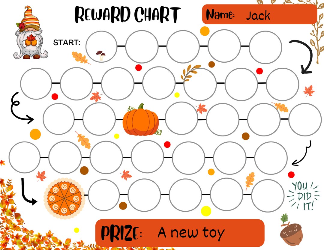 Fall Reward Chart for Kids - Etsy