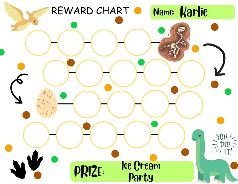Kids Dinosaur Reward Chart - Etsy