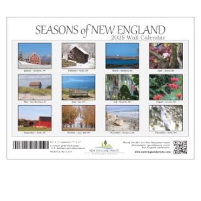 12 Month Wall Calendar From New England Prints, Original Photography ...