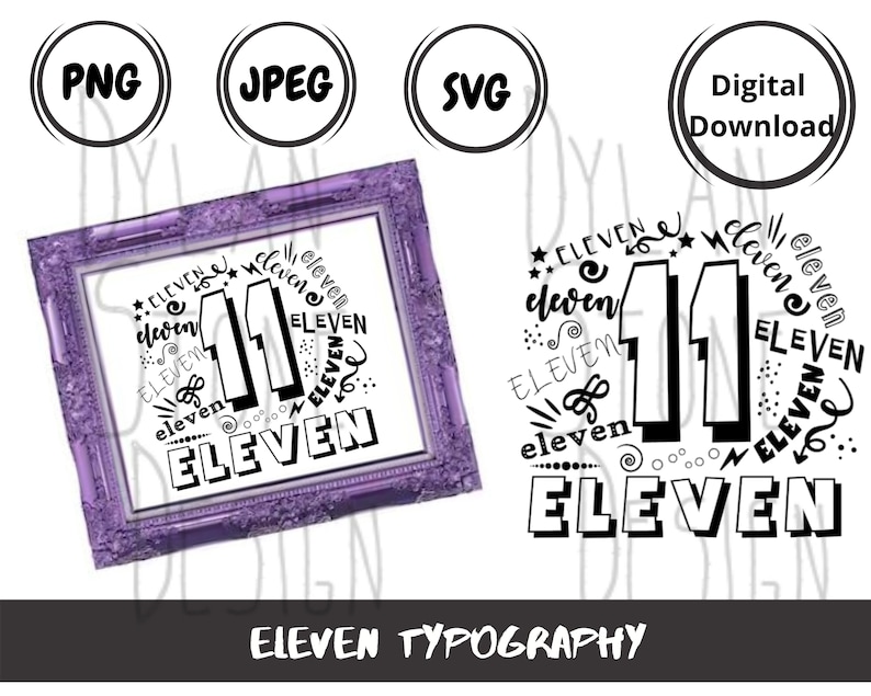 Eleven Typography - SVG - PNG - JPEG - Digital Download - Number Svg ...