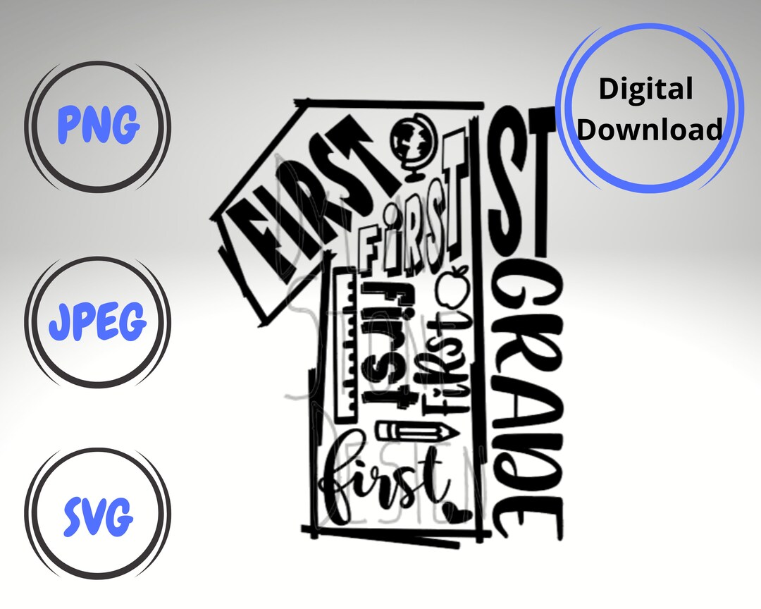 1st Grade Typography - SVG - PNG - Team Teacher Shirt - Teacher Shirt ...