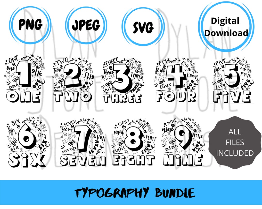 Typography Bundle - SVG - PNG - JPEG - Digital Download - Child Svg ...