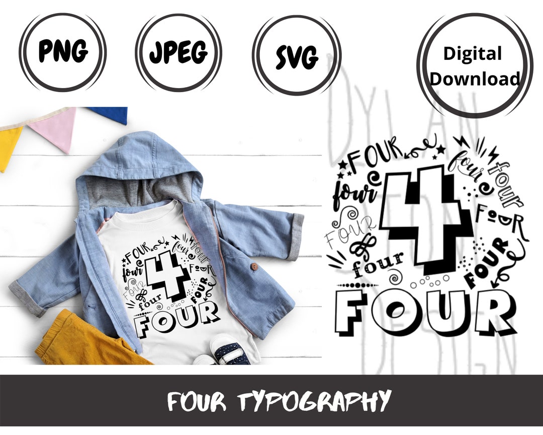 Four Typography SVG PNG JPEG Digital Download - Etsy