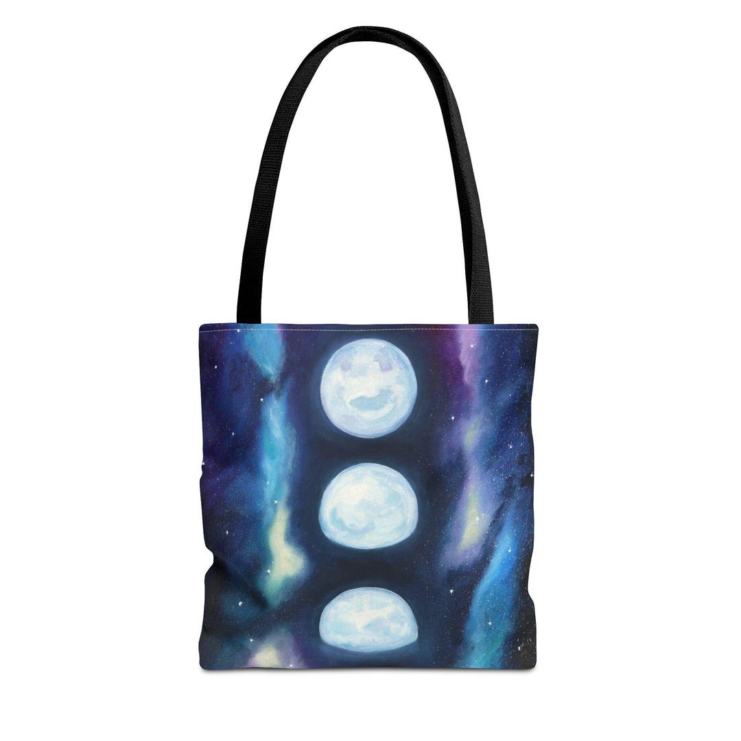 Lunar Tote Bag- Pretty Practical Carryall With Moon Phase Design; Book ...