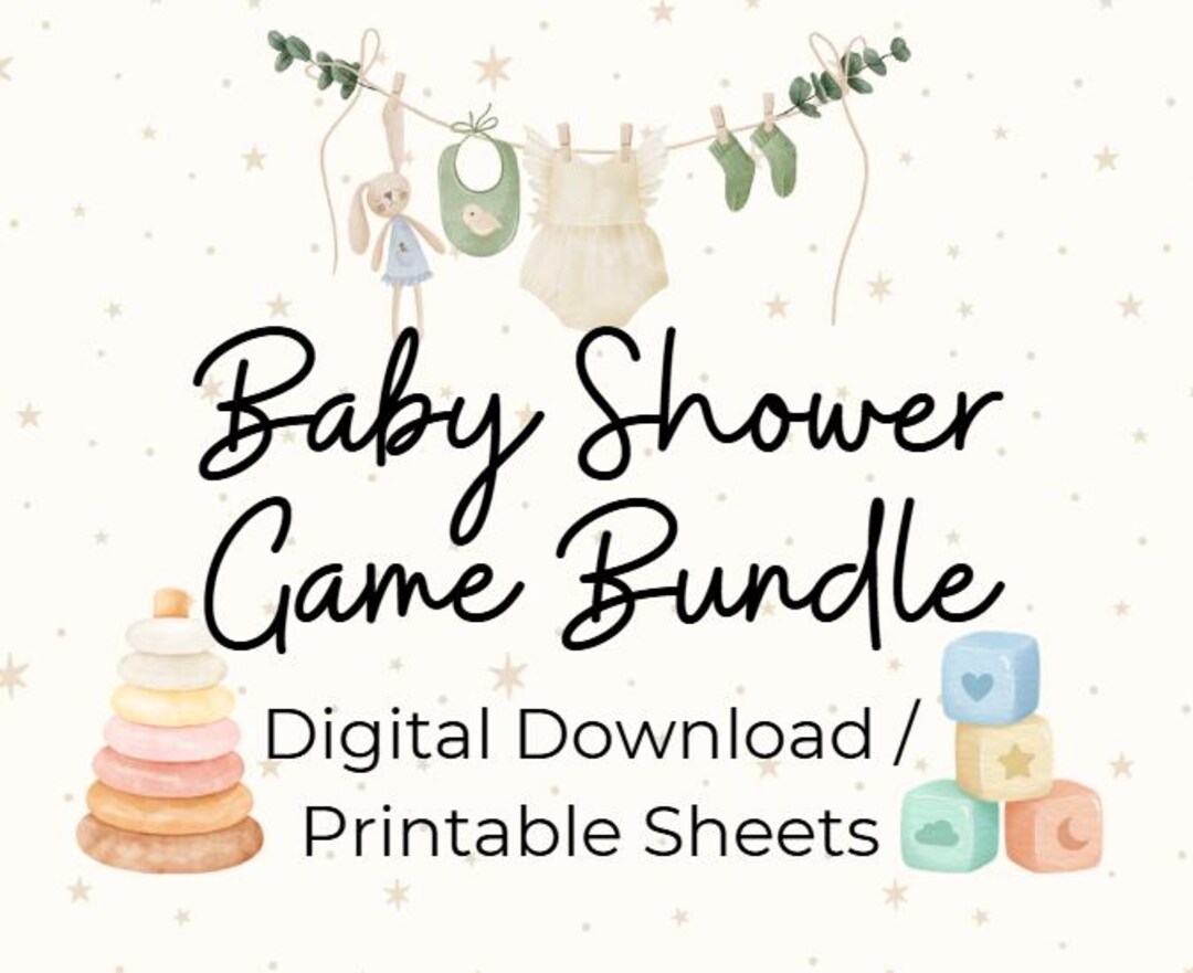 Baby Shower Games Bundle Printable, 5 Cute Modern Baby Shower ...