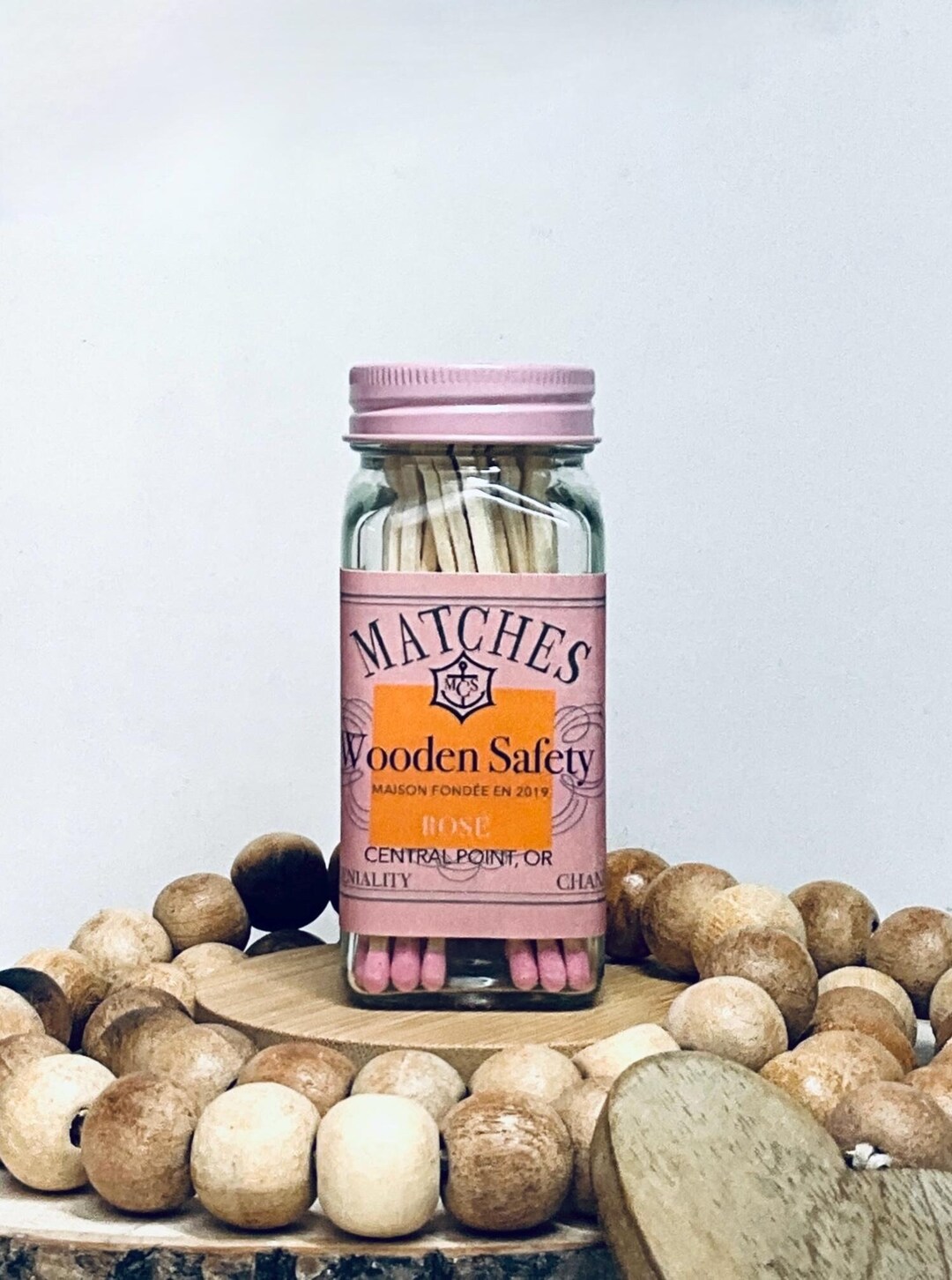 Pink Safety Matches | 3.75 Inch Pink Matches | 4 Inch Glass Jar With ...