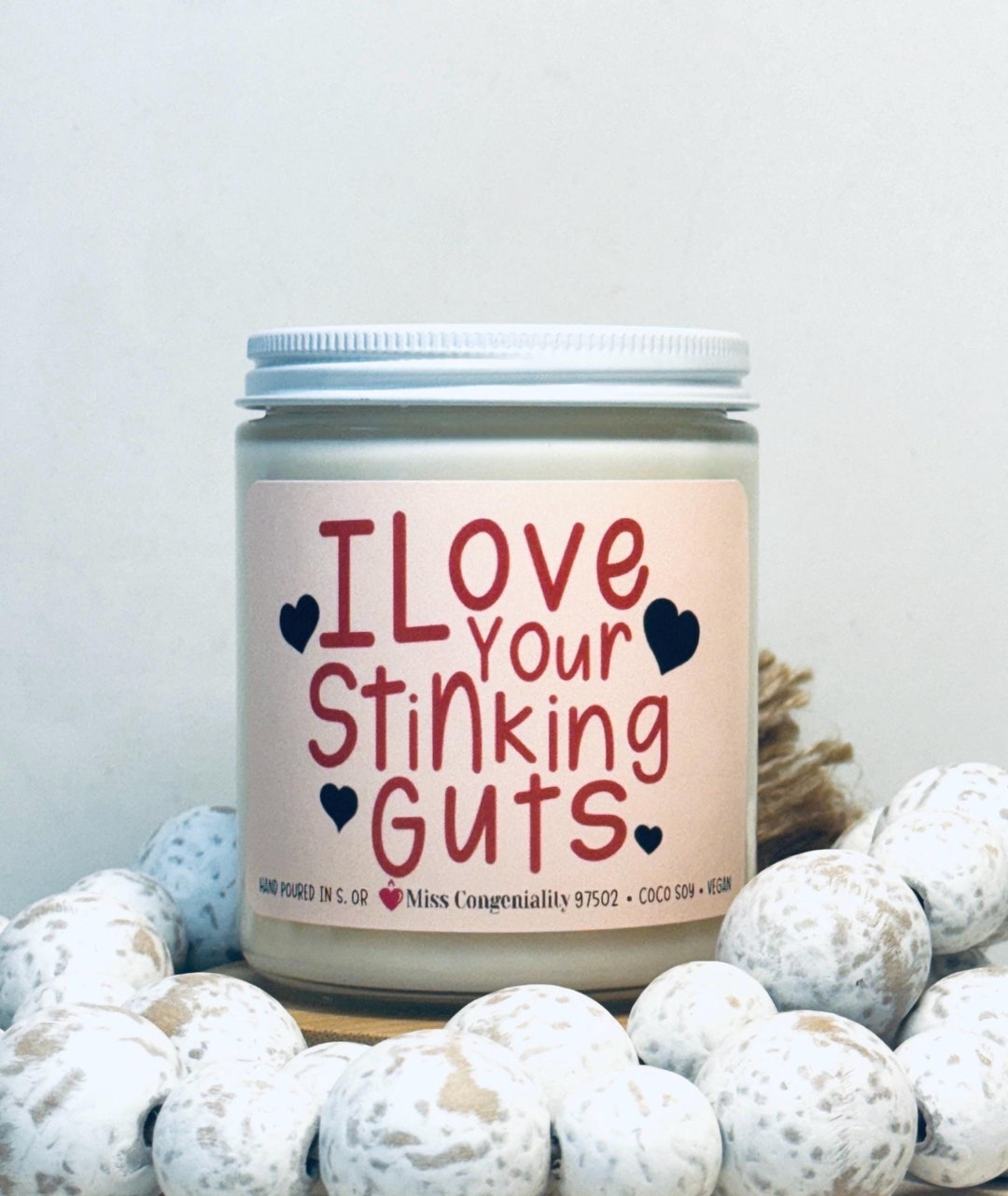 I Love Your Stinking Guts Funny Valentine Gift Retro Love Candle ...