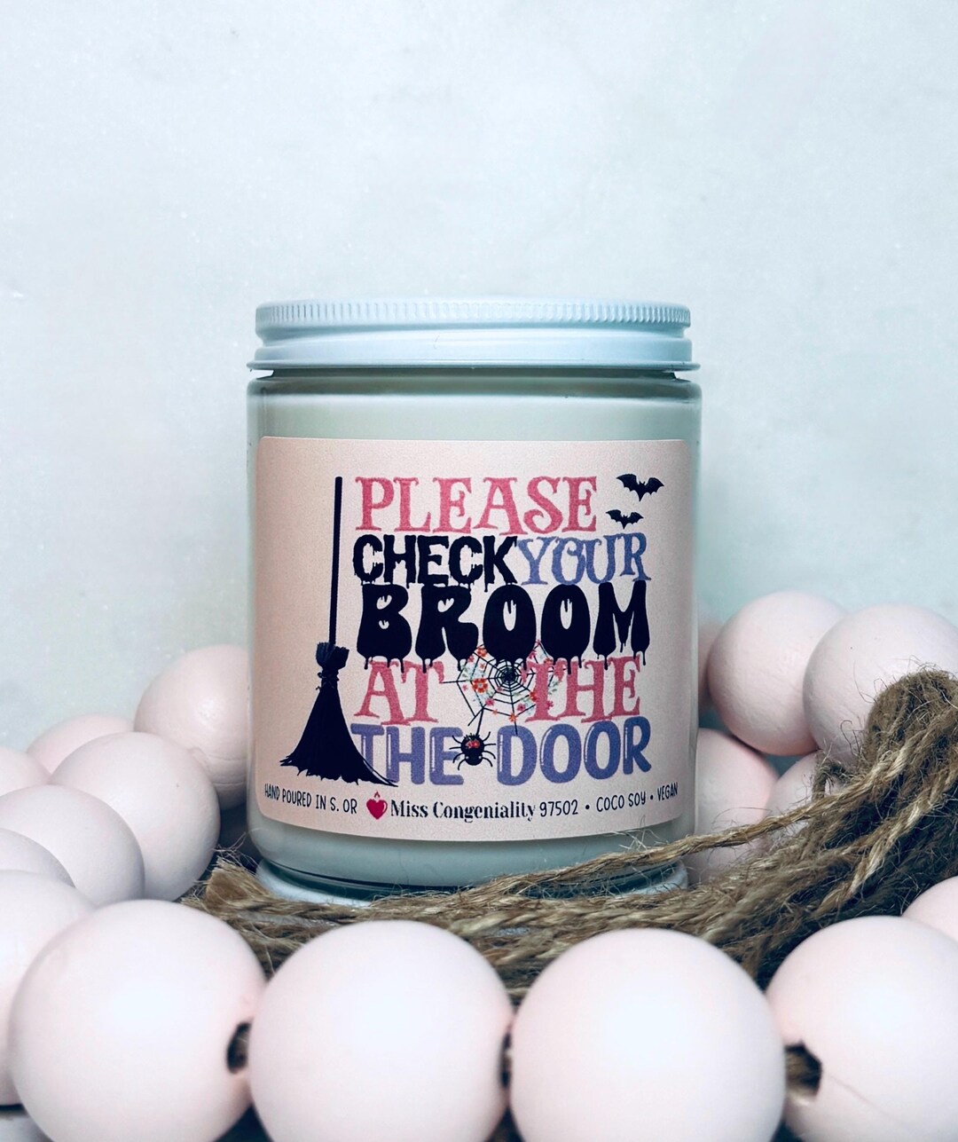 Please Check Your Broom at the Door Funny Fall Candle Spooky Vibes ...