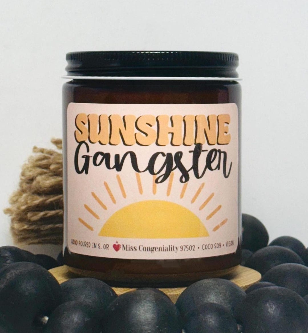 Sunshine Gangster | Love You | Thank You | Happy Candle | Gift for ...
