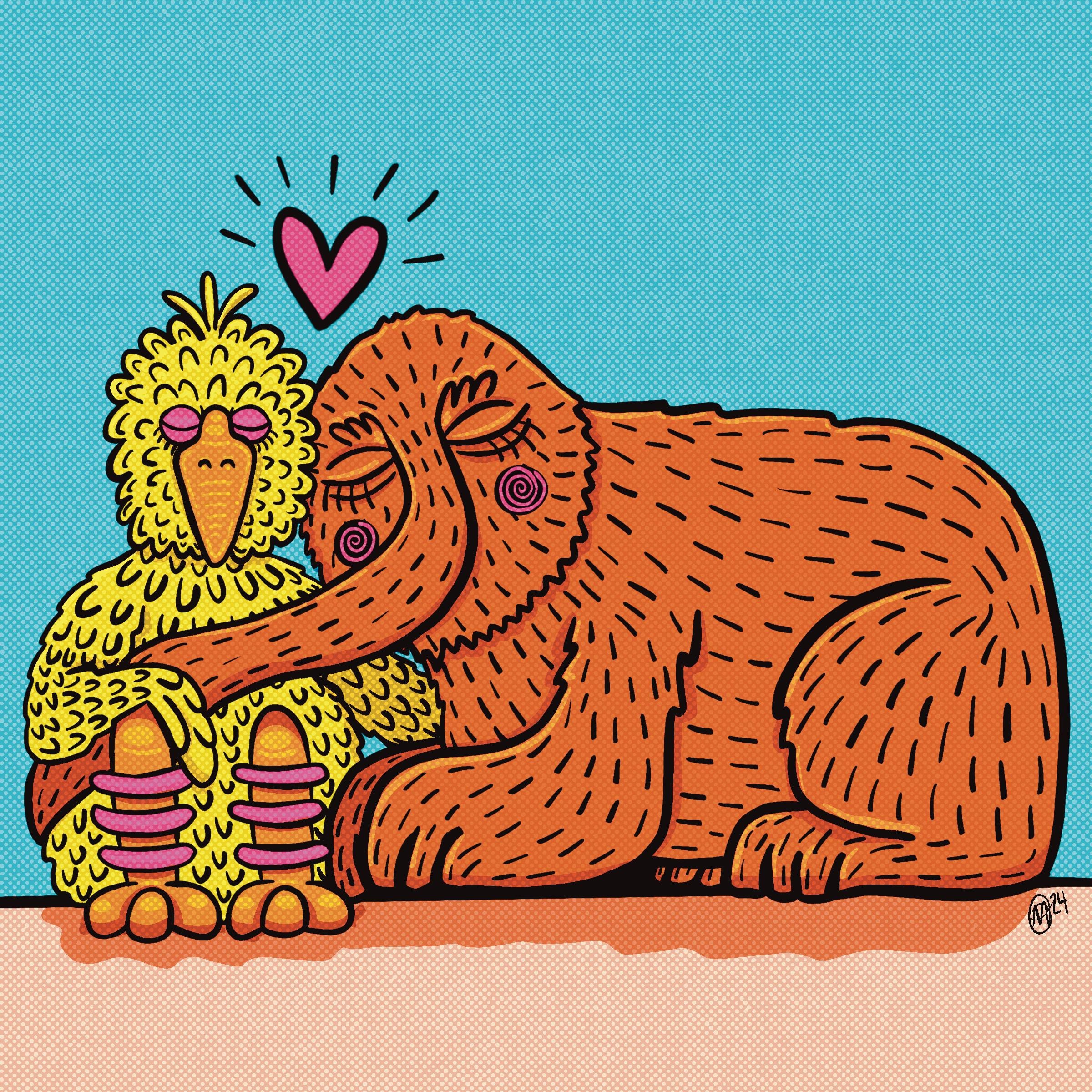 Sesame Street Best Friends Big Bird and Snuffaluffagus 8x8 Digital Art ...