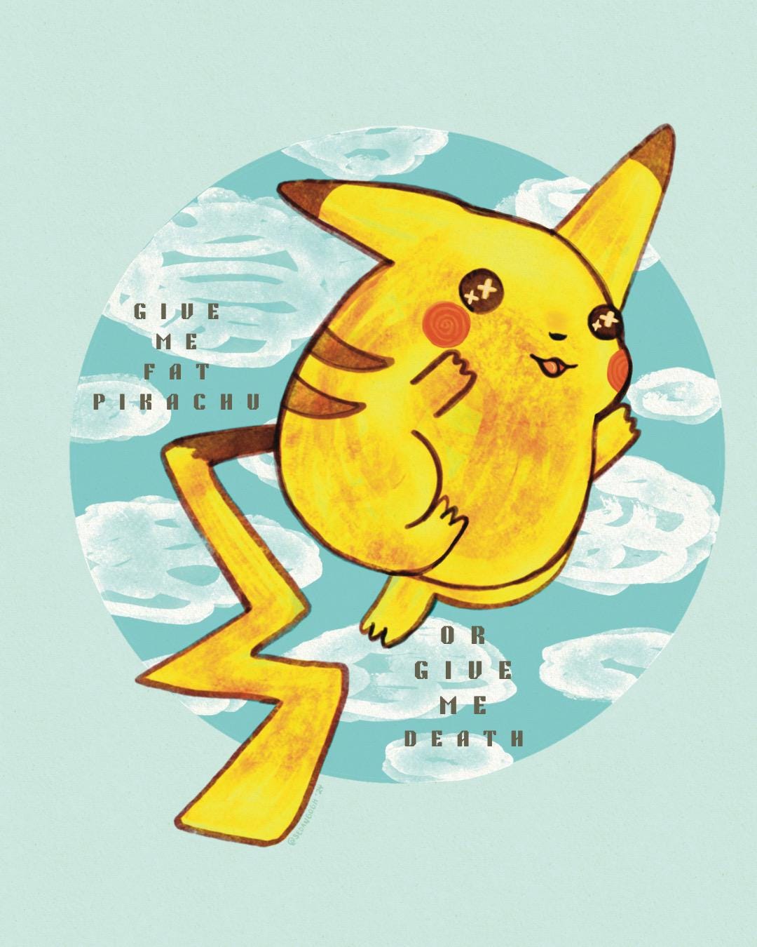 Fat Pikachu Forever 8x10 Digital Art Print - Etsy