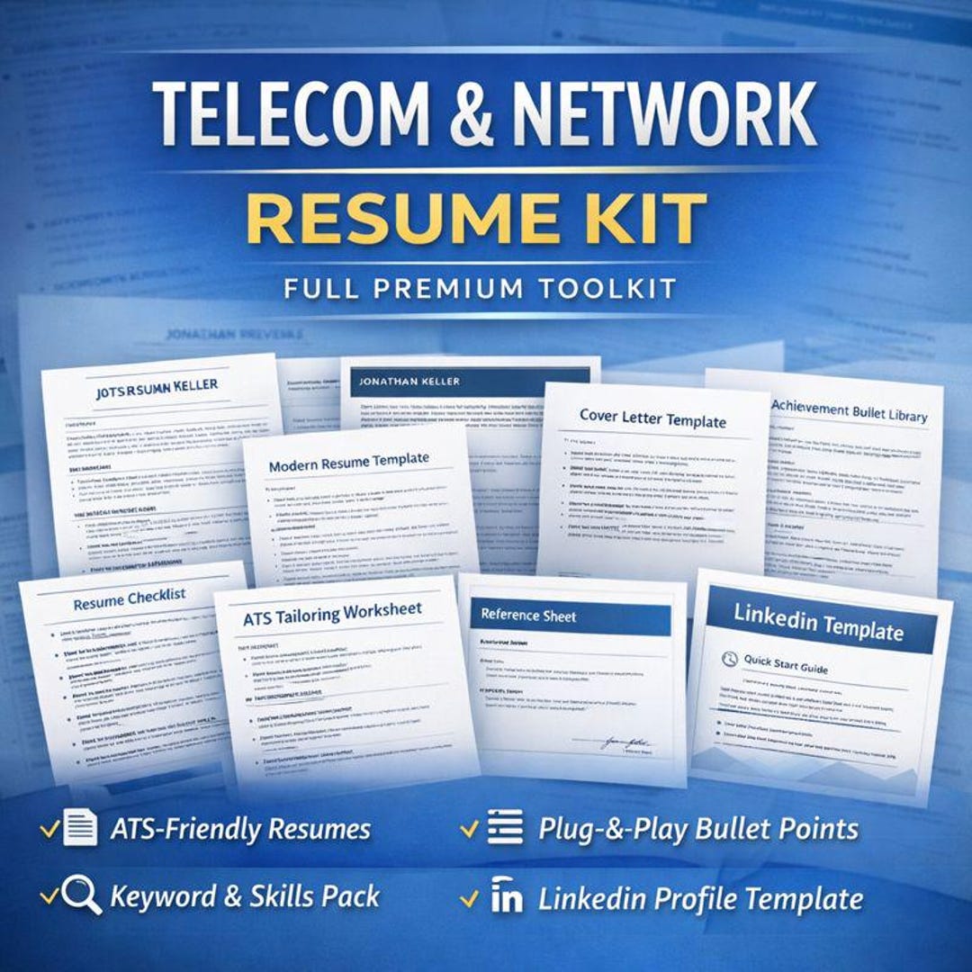 Telecom Network Resume Kit | Network Engineer NOC Resume + Cover Letter ...
