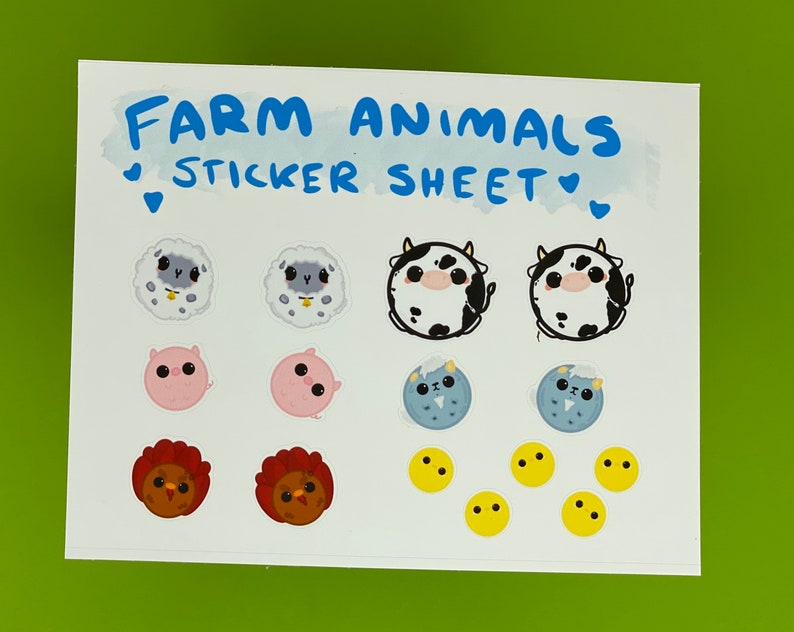 Farm Animal Sticker Sheet - Etsy
