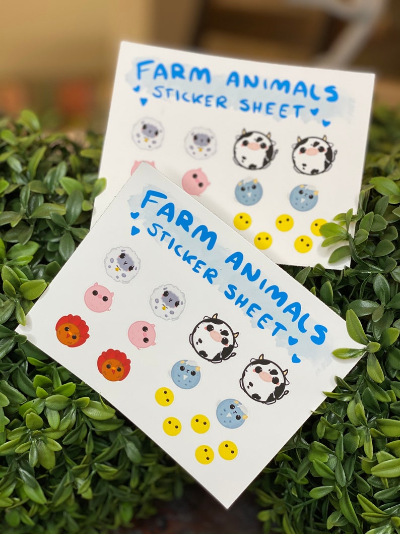 Farm Animal Sticker Sheet | Etsy