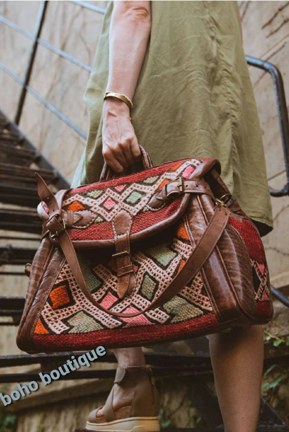 Vintage Travel Bag Moroccan Bags Vintage Moroccan Leather - Etsy