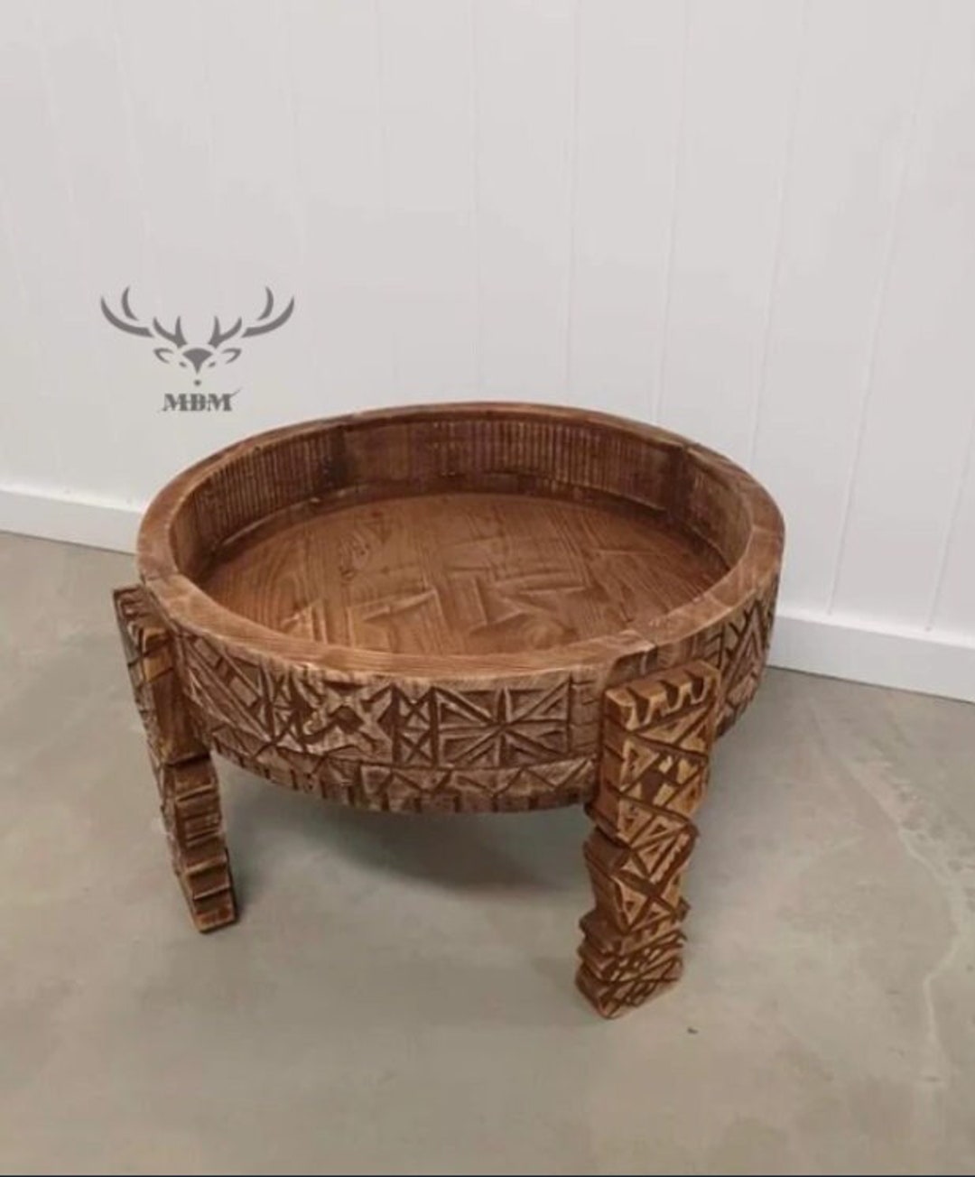 Moroccan Wooden Coffee Table Handcarved Arabian Side Tea Table, Vintage ...