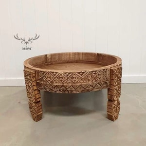 Moroccan Wooden Coffee Table Handcarved Arabian Side Tea Table, Vintage ...