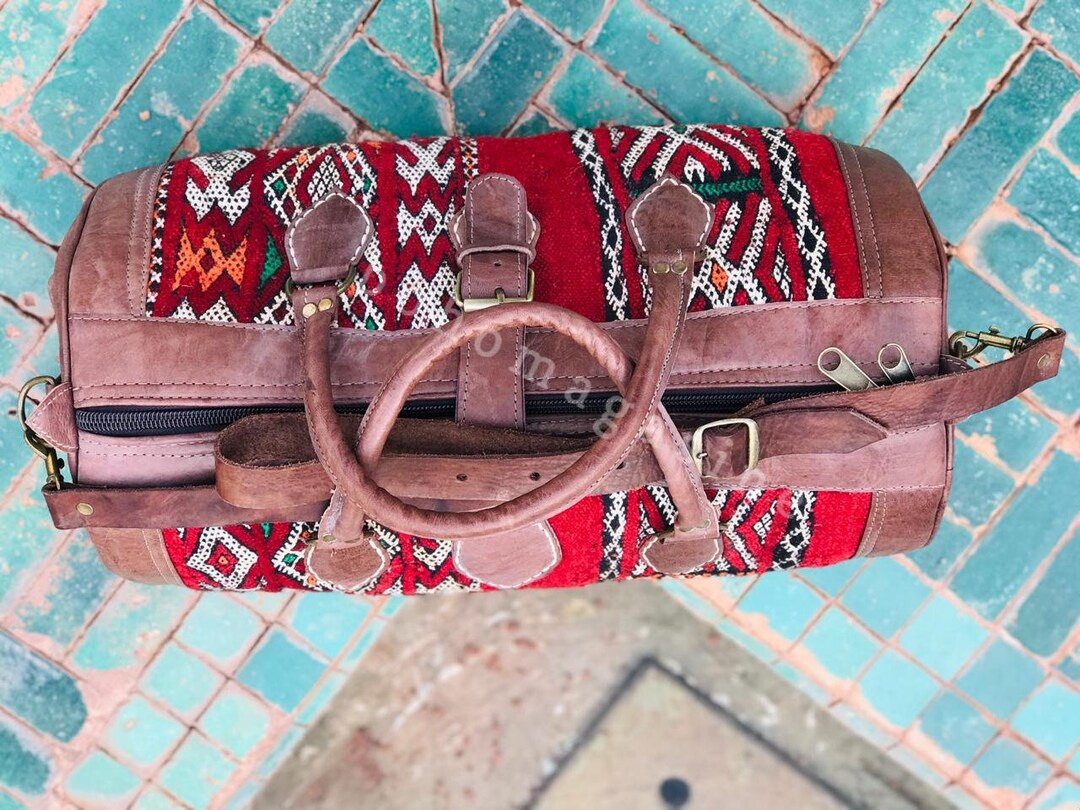 Boho Leather Travel Weekend Bag,kilim Travel Bag,duffel Bag,carpet ...