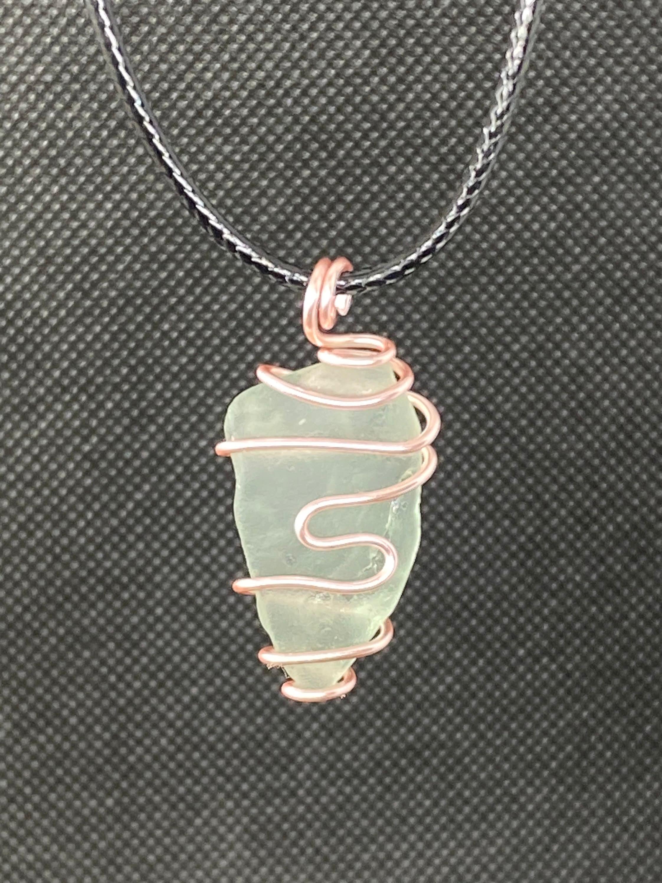 Wire Wrapped Sea Glass Pendant Necklace Etsy