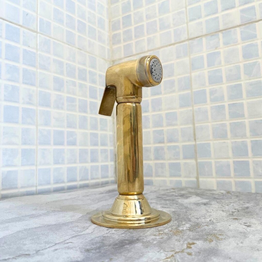 Unlacquered Brass Kitchen Sprayer – Handmade Solid Brass Side Sprayer ...